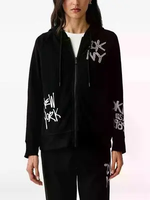 Dkny Logo-print Rhinestone-embellished Hoodie