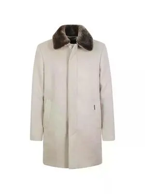 MOORER Fur-collar Concealed-fastening Coat - Neutrals