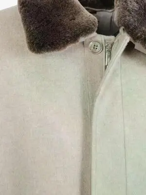 MOORER Fur-collar Concealed-fastening Coat