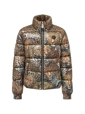 Philipp Plein Short Puffer Jacket Leopard All-over