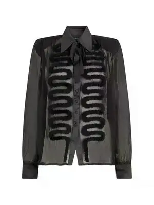 John Richmond Ruffled Sheer-panel Shirt - Black
