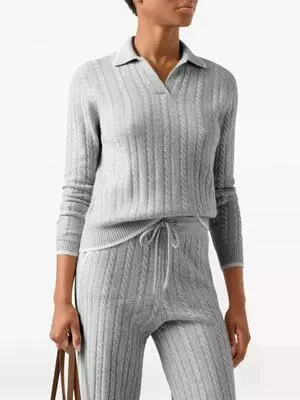 MC2 SAINT BARTH Clichy Wool Polo Collar Knit With Pointelle-stitch - Grey