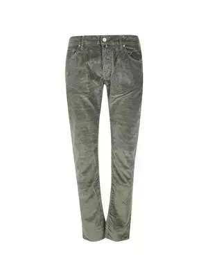 JACOB COHЁN Corduroy-effect Straight-leg Trousers - Green