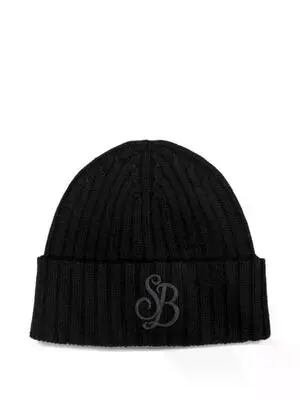 MC2 SAINT BARTH Logo-embroidered Ribbed-knit Beanie Hat - Black