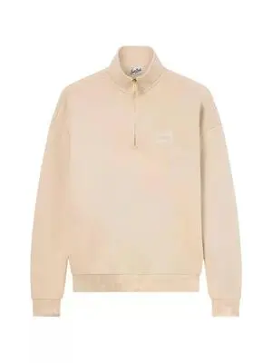 MC2 SAINT BARTH Beige Eliade Half-zip Cotton Sweatshirt With Flock Logo - Neutrals
