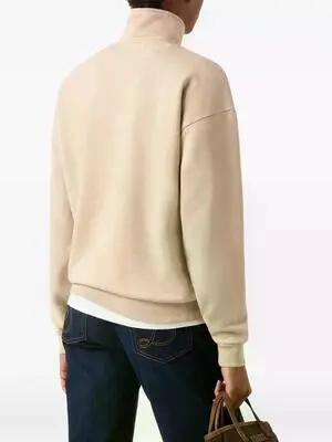 MC2 SAINT BARTH Beige Eliade Half-zip Cotton Sweatshirt With Flock Logo