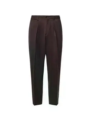 BE ABLE Pleated Elasticated-waistband Trousers - Brown