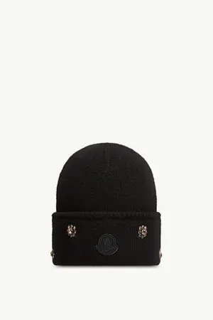 Moncler Wool & Cashmere Jacquard Beanie - Black