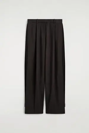 Cos Pleated Twill Wide-leg Pants - Brown