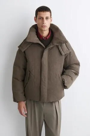 Cos Oversized Nylon-linen Hooded Down Puffer Jacket