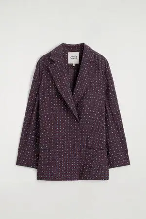 Cos Diamond-print Double-breasted Blazer
