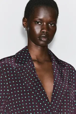 Cos Diamond-print Double-breasted Blazer