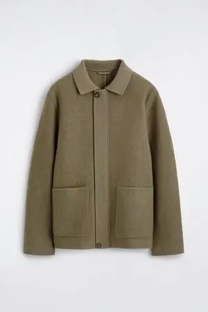 Cos Ribbed-collar Boiled Wool Chore Jacket - Green