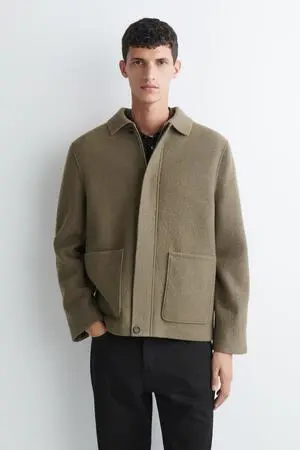 Cos Ribbed-collar Boiled Wool Chore Jacket