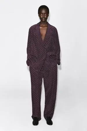 Cos Diamond-print Straight-leg Pants