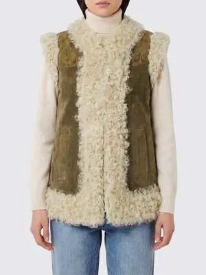 Etro Short Lamb Fur Waistcoat With Concealed Fastening And Floral Motif