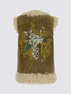 Etro Short Lamb Fur Waistcoat With Concealed Fastening And Floral Motif