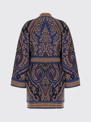 Etro Jacquard Wool-blend Robe Cardigan With A Tie Belt And Dropped Shoulders