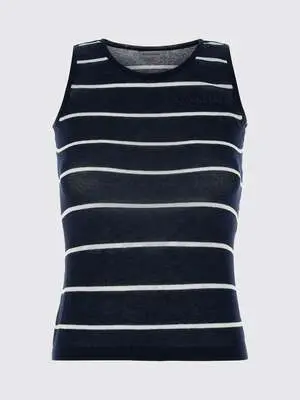 Balenciaga Striped Sleeveless Cotton-blend Top With Crew Neck