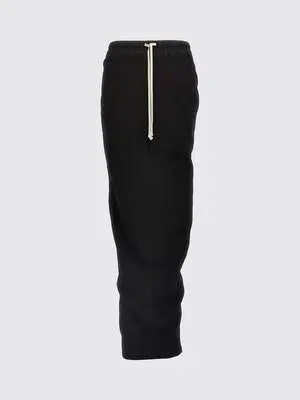 Rick Owens Cotton High-waisted Long Pencil Skirt With Drawstring