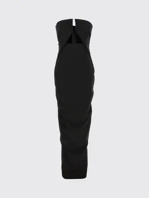 Rick Owens Off-the-shoulder Long Evening Gown In Wool Crêpe With Cut-out Details - Black