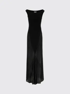 Alaïa Long A-line Stretch-viscose Dress With Boat Neck