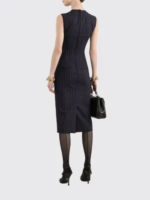 Dolce & Gabbana Sleeveless Pin Wool Midi Sheath Dress