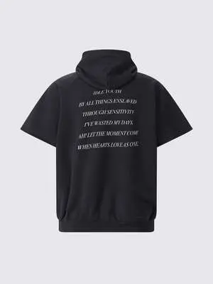 Balenciaga Short-sleeved Graphic Print Cotton Hoodie