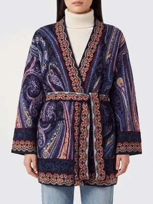 Etro Paisley Print Wool-blend Robe Coat With Belt