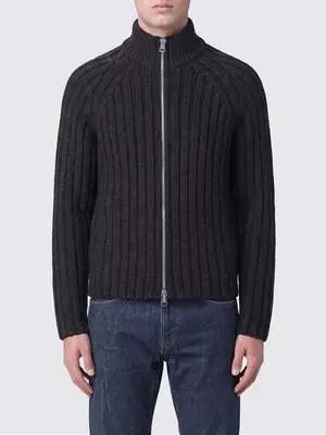 Our Legacy Ribbed Pure Merino Wool Roll Neck Cardigan With Zip Closure - Black