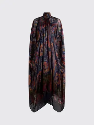 Etro Long Paisley Print Silk Caftan With High Neck