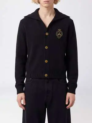 Dolce & Gabbana Virgin Wool Cardigan With Sailor Collar And Logo Crest