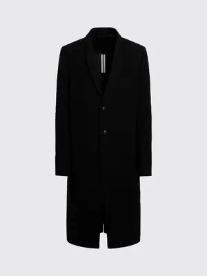 Rick Owens Single-breasted Knee-length Wool Coat With Classic Lapels