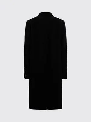 Rick Owens Single-breasted Knee-length Wool Coat With Classic Lapels