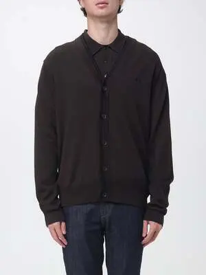 Fred Perry Relaxed Fit V-neck Cotton Cardigan With Buttons - Brown