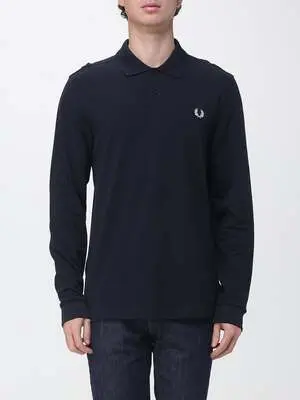 Fred Perry Long-sleeve Cotton Polo With Embroidered Logo - Navy