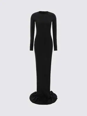 Rick Owens Long-sleeved Slim Fit Cotton Jersey Dress With Train