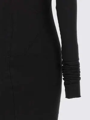 Rick Owens Long-sleeved Slim Fit Cotton Jersey Dress With Train