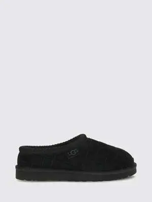 UGG Tasman Woven Suede Mules With Fur Lining - Black