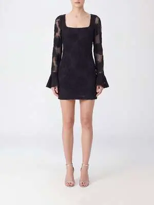 ROTATE BY BIRGER CHRISTENSEN Floral Mesh Sheath Mini Dress With Long Sleeves
