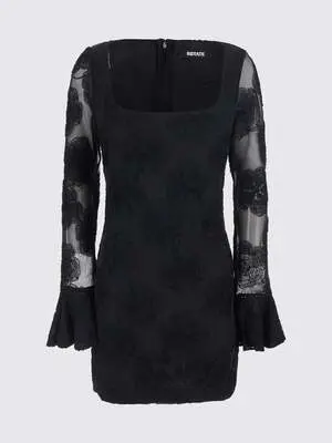 ROTATE BY BIRGER CHRISTENSEN Floral Mesh Sheath Mini Dress With Long Sleeves