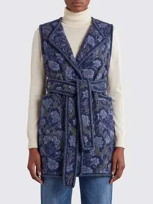 Etro Floral Print Cotton Robe Waistcoat With Waist Belt