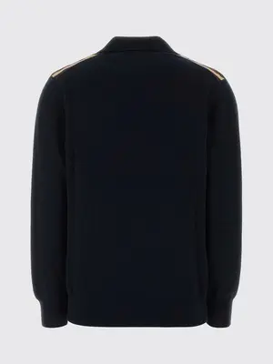 Etro Graphic Print Wool And Cashmere Knit Polo With Long Sleeves