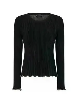 Pinko Ribbed Sweater With Jewel Edges - Black