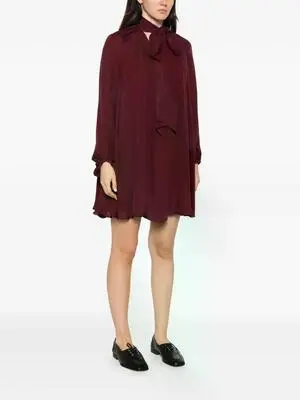 Simkhai Tie-neck Long-sleeve Mini Dress