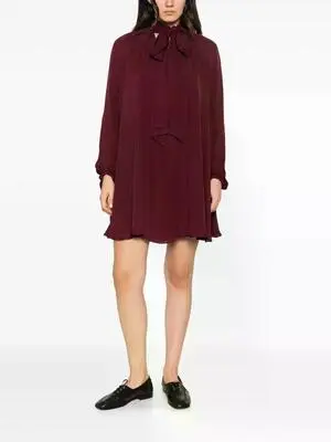 Simkhai Tie-neck Long-sleeve Mini Dress - Red