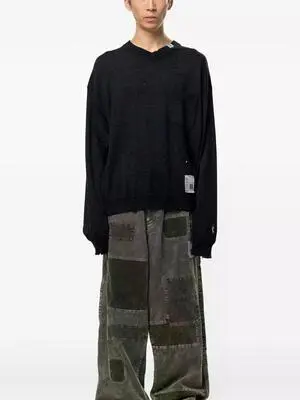 Mihara Yasuhiro Distressed Knit Sweatshirt - Black