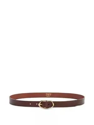 TWP Narrow Oval-buckle Leather Belt - Brown