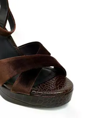 Kurt Geiger Gloria Croc-effect Heeled Sandals - Brown