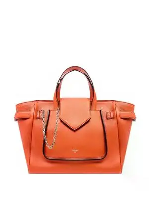 LANCEL S Thea Chain-detail Grained-leather Tote Bag - Orange